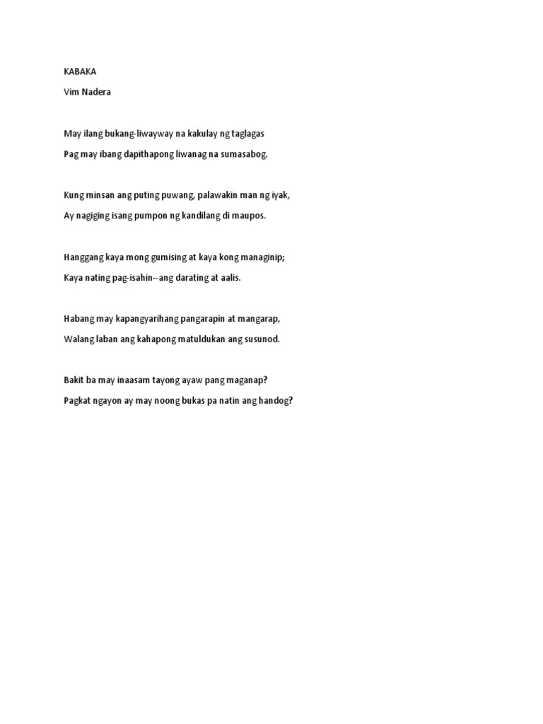 Kabaka Full Poem Ni Vim Nadera | PDF