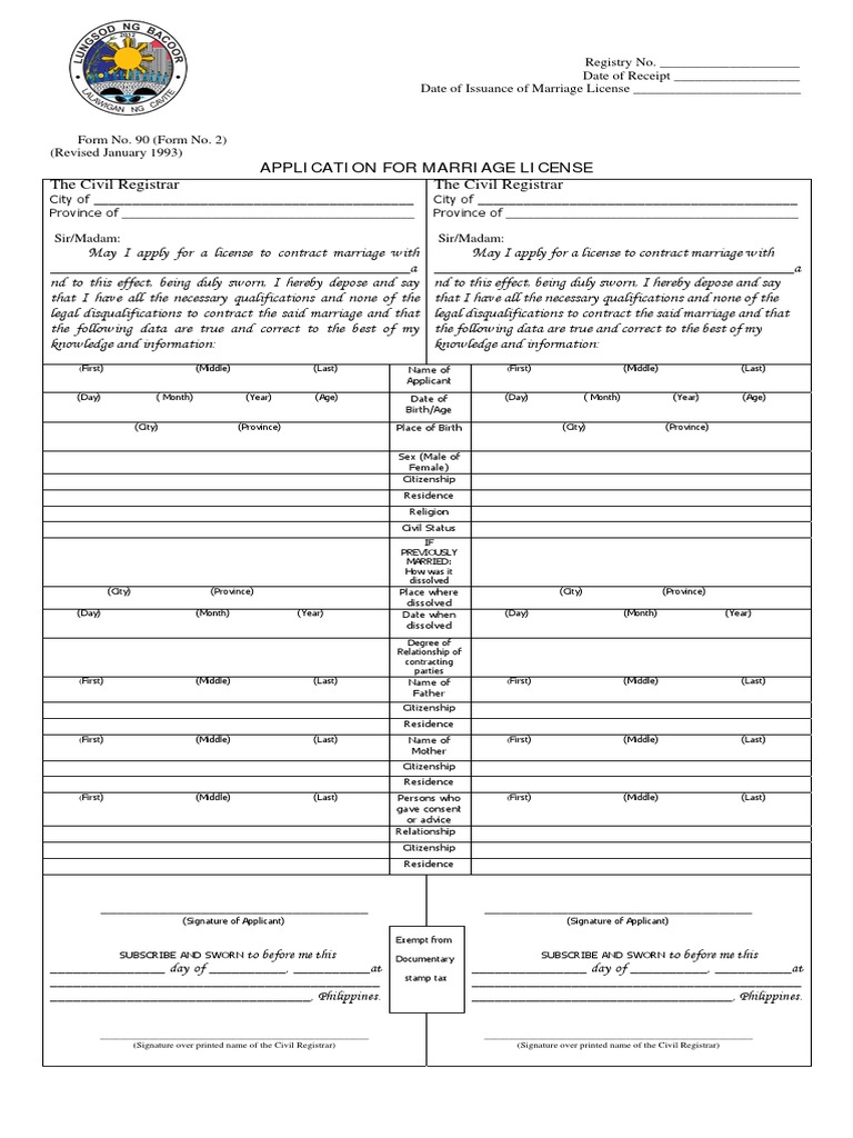 App For Marriage License | PDF | Marriage | Family