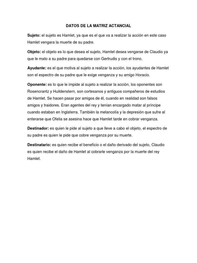 Matriz Actancial | Descargar gratis PDF | Aldea