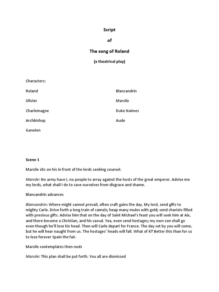 The Song of Roland Theatrical Play Script | PDF | Charlemagne