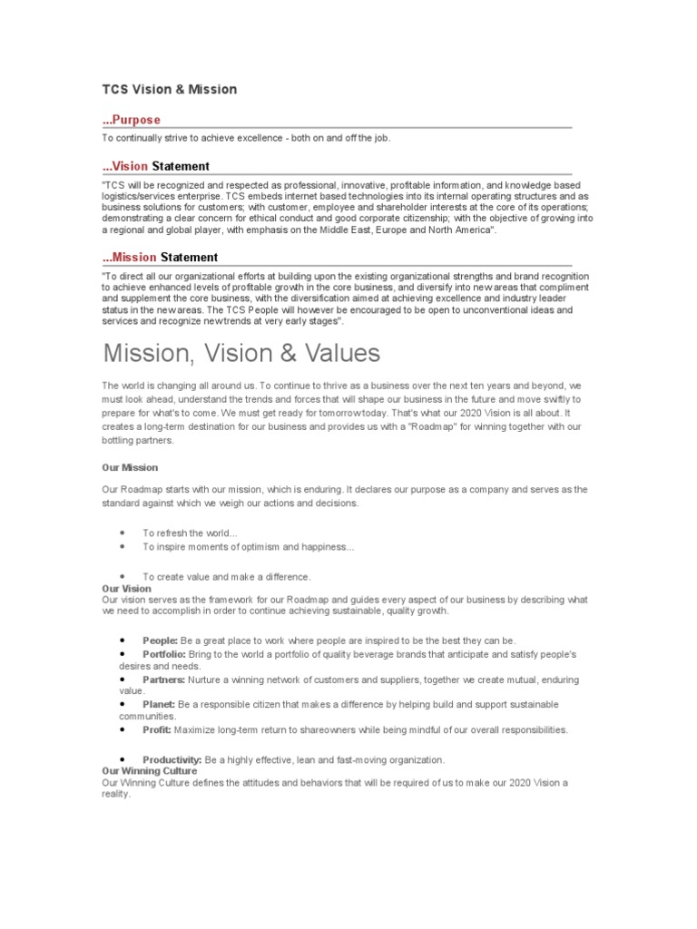 TCS Vision | PDF | Brand | Corporate Social Responsibility