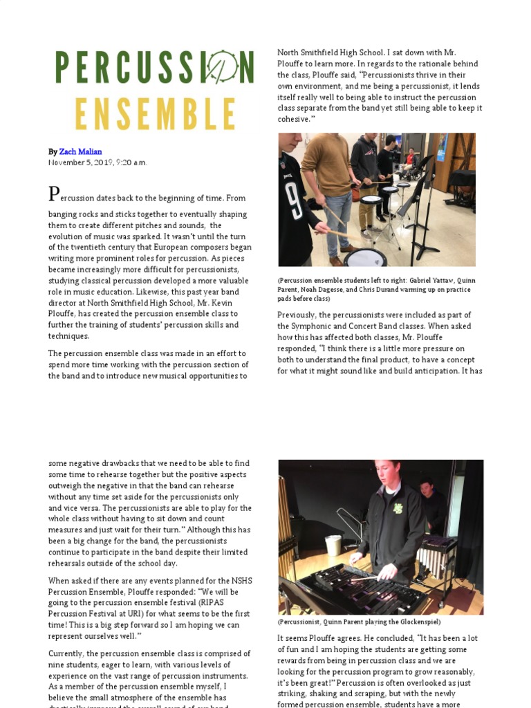 Percussion Ensemble Class | PDF | Entertainment (General)
