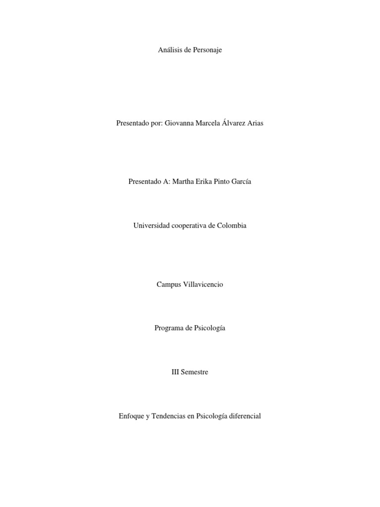 Análisis de Personaje | PDF | Angelina Jolie | Trastorno límite de la ...