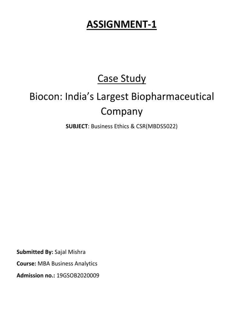 Biocon Case Study Conclusion To Be | PDF | Clinical Trial | Pharmacology