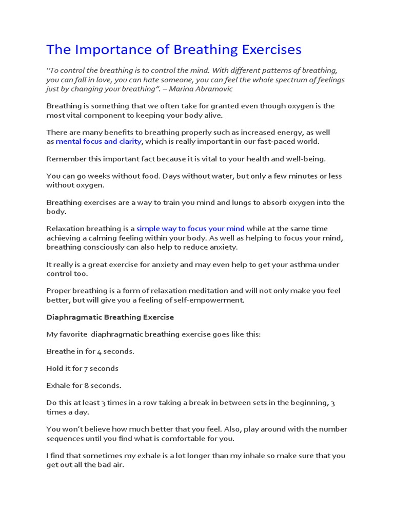 The Importance Of Breathing Exercises Download Free Pdf Breathing