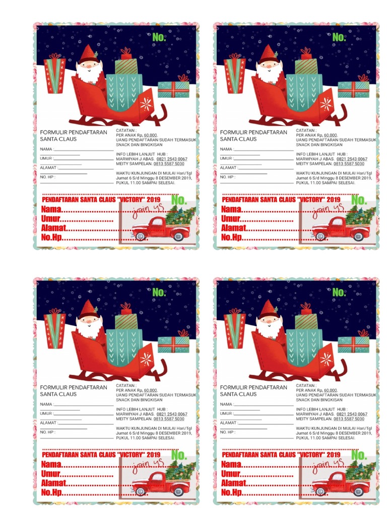 Formulir Pendaftaran Santa Claus 2019 | PDF