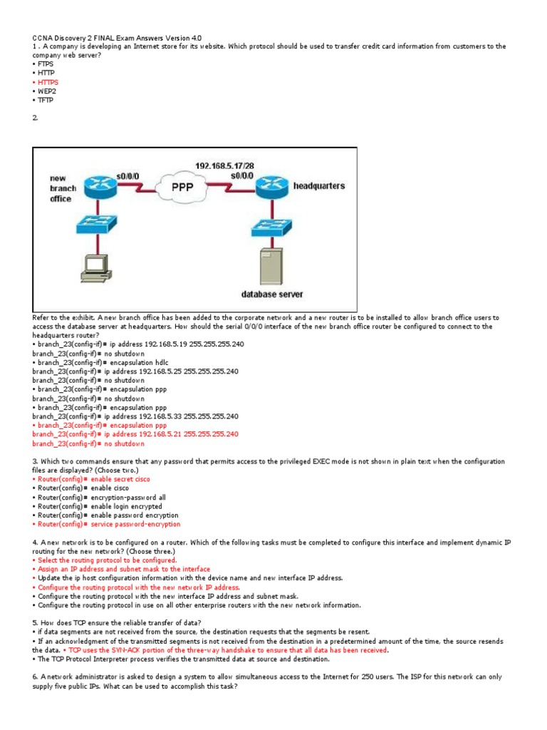 Ccna Discovery 2 Final Exam Answers Version 4 Pdf Qualifications