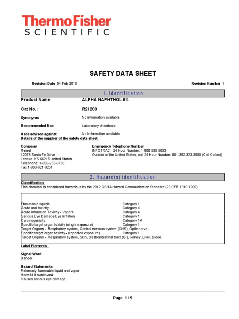 Safety Data Sheet: 1.Identification | Safety | Chemistry