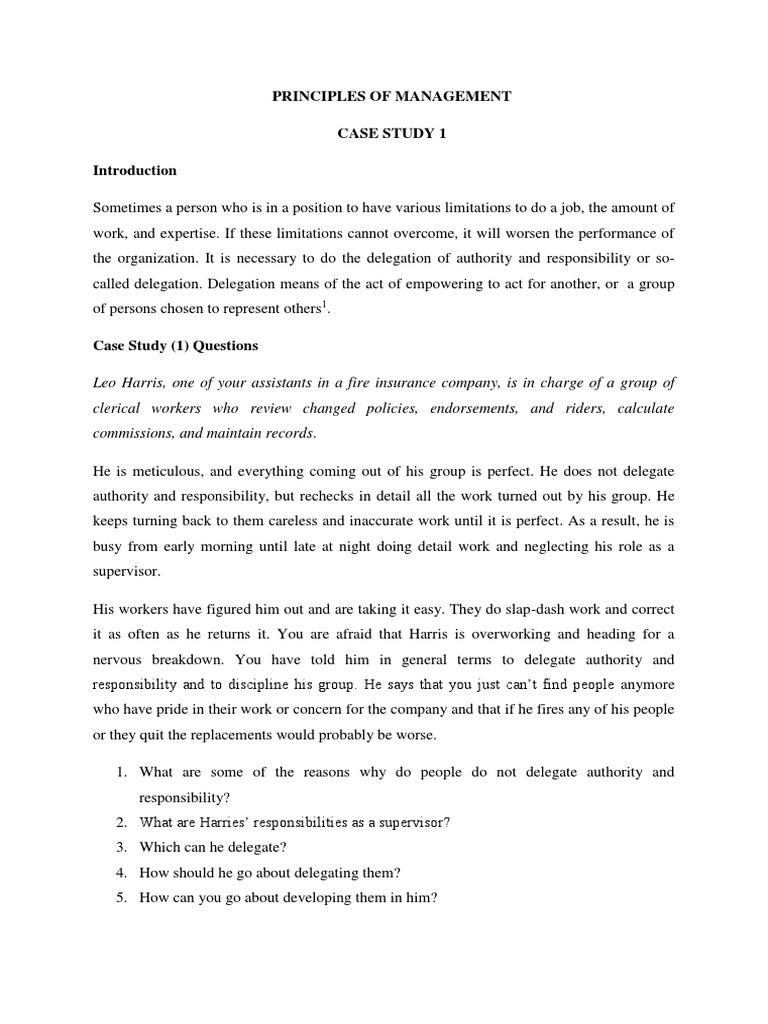 Principles of Management Case Study 1 | PDF
