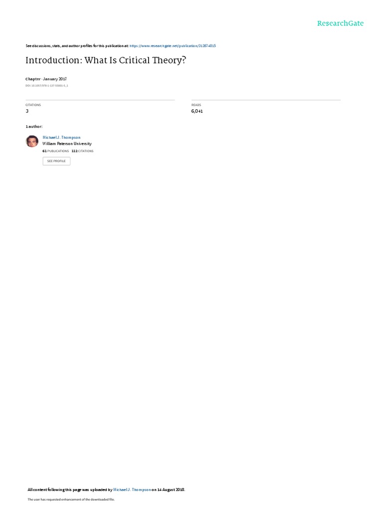 Handbook CT MJT PDF | PDF | Critical Theory | Frankfurt School