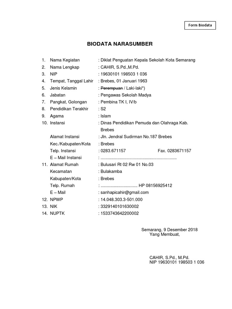 Biodata Narasumber | PDF