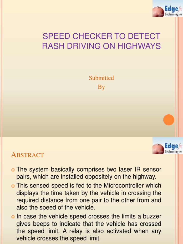 Speed Checker To Detect Rash Driving o | PDF | Rectifier | Light ...