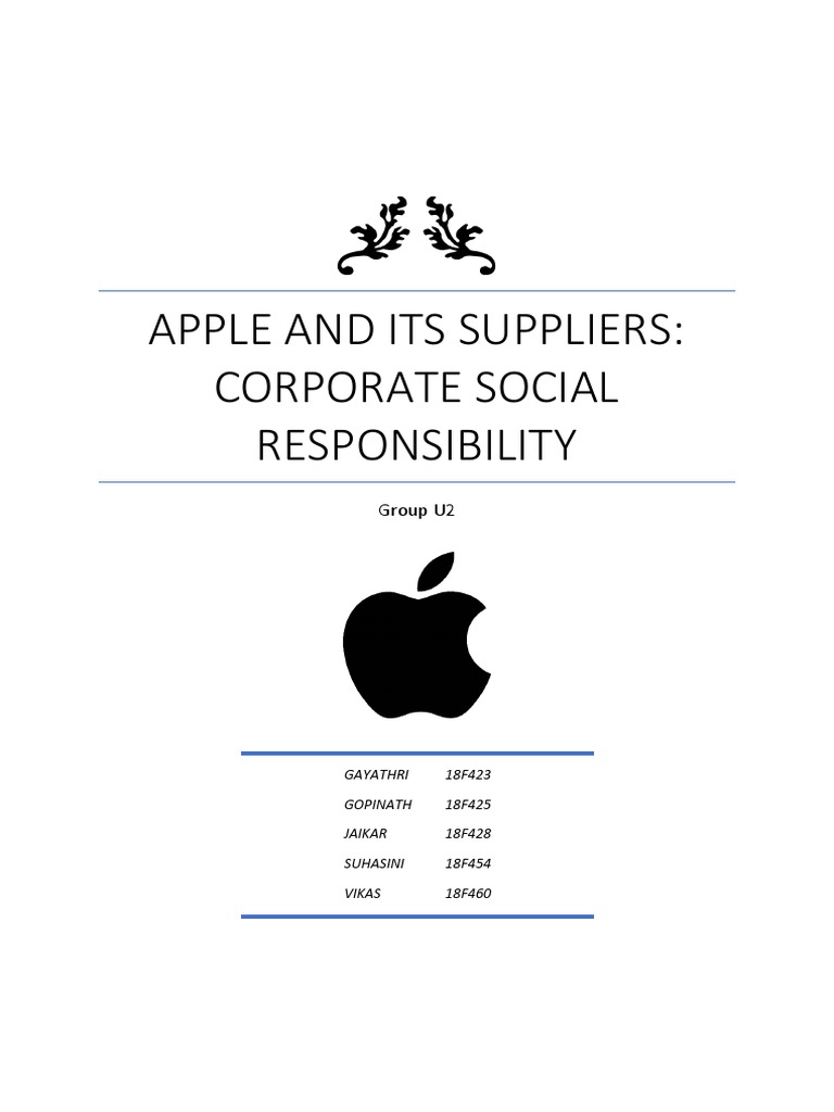Apple And Its Suppliers: Corporate Social Responsibility: Group U2 ...