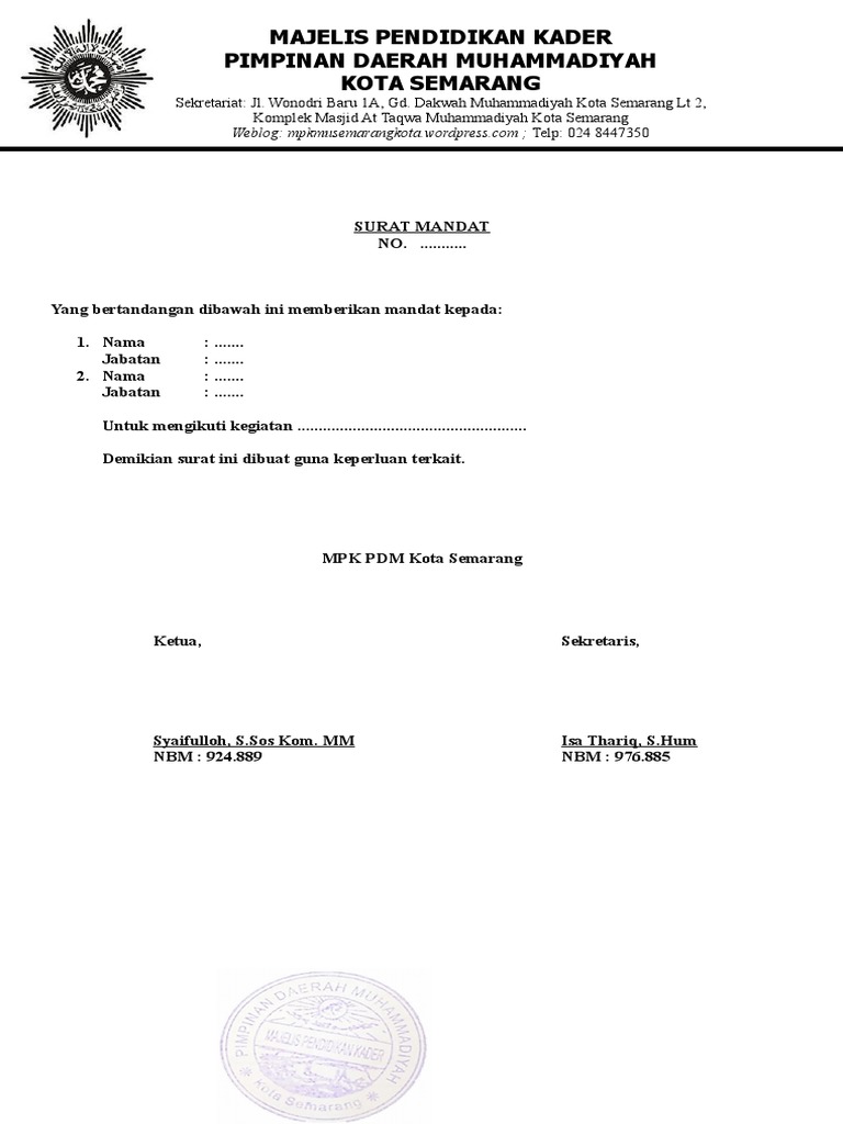 Contoh Surat Mandat | PDF