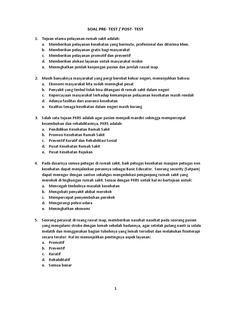 Soal Pre Dan Post Test | PDF