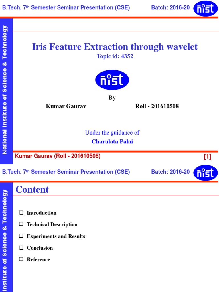 Iris Feature Extraction Through Wavelet Topic Id 4352 Pdf