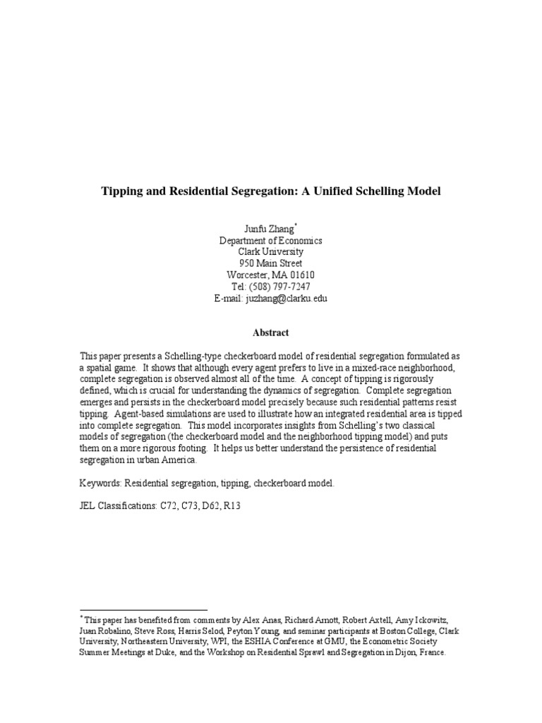 Schelling's Tipping Models | PDF | Chemical Equilibrium | Game Theory