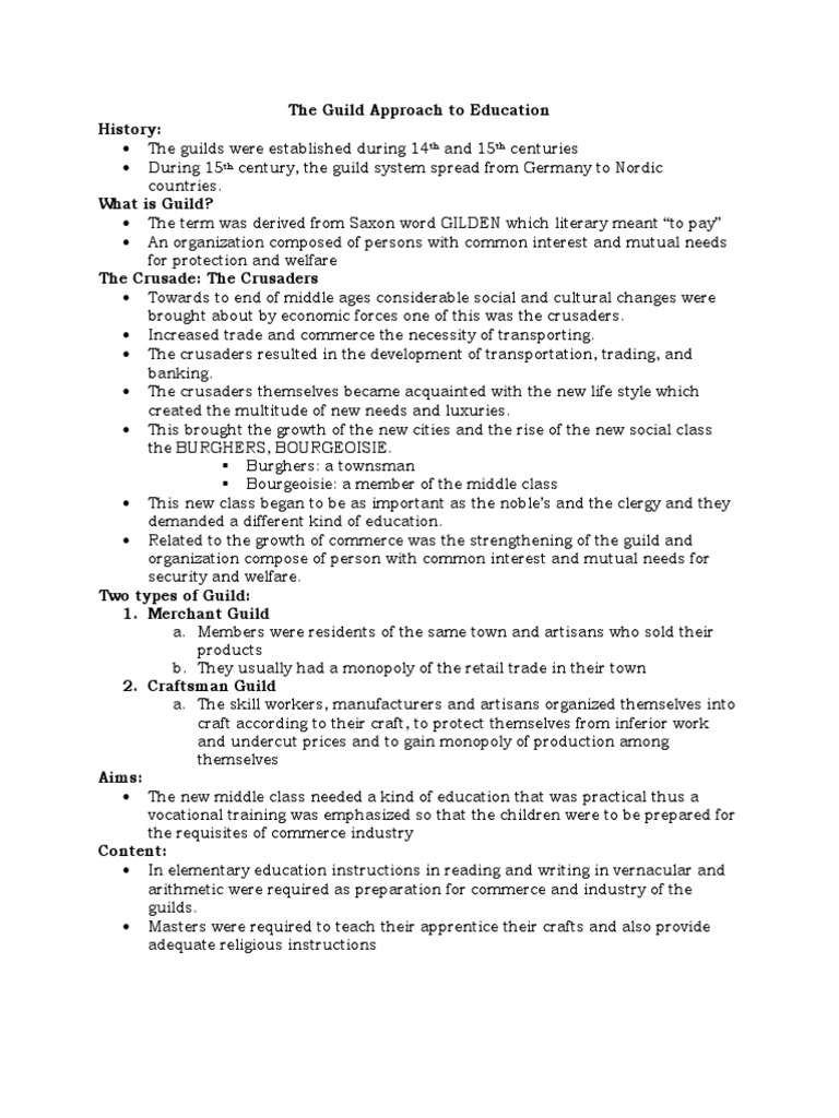 The Guild Approach To Education | PDF | Guild | Apprenticeship