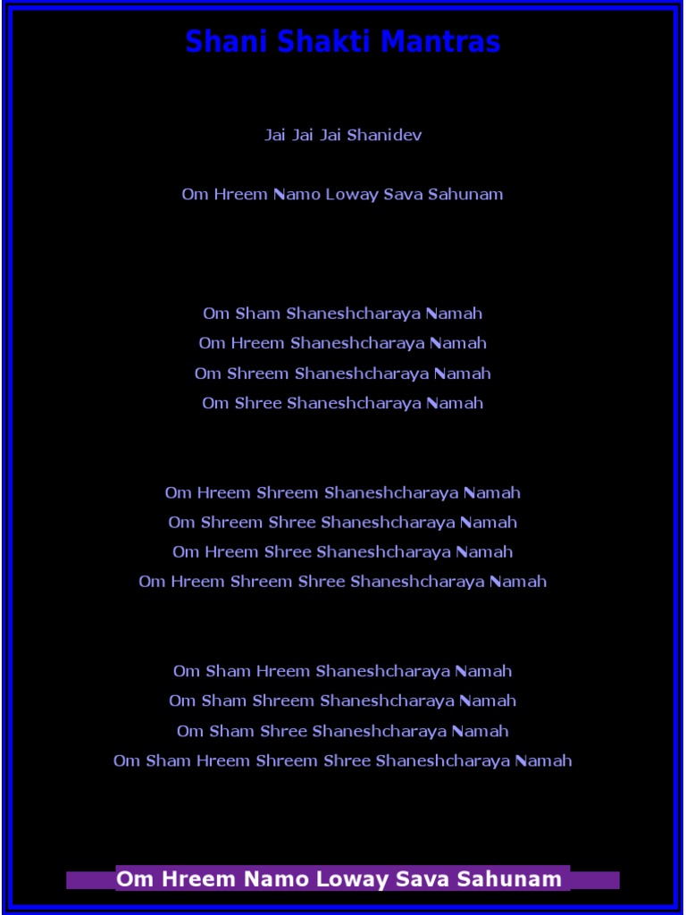 Shani Shakti Mantras for Devotion | PDF | Self-Improvement | Religion ...