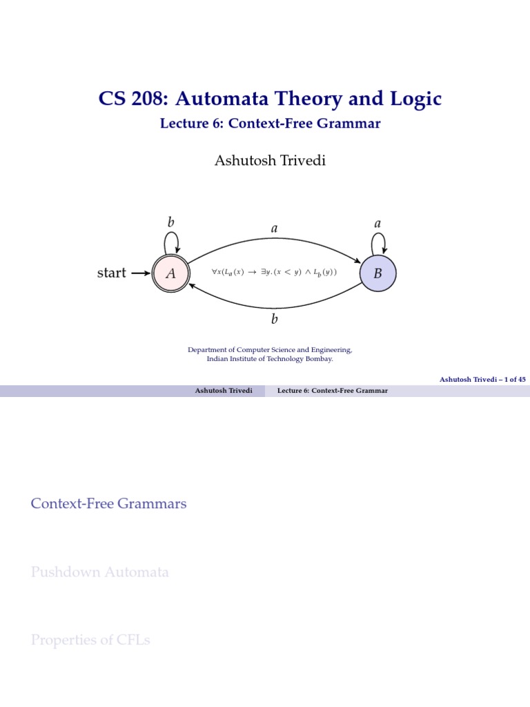 Automata CFG | PDF | Parsing | Areas Of Computer Science