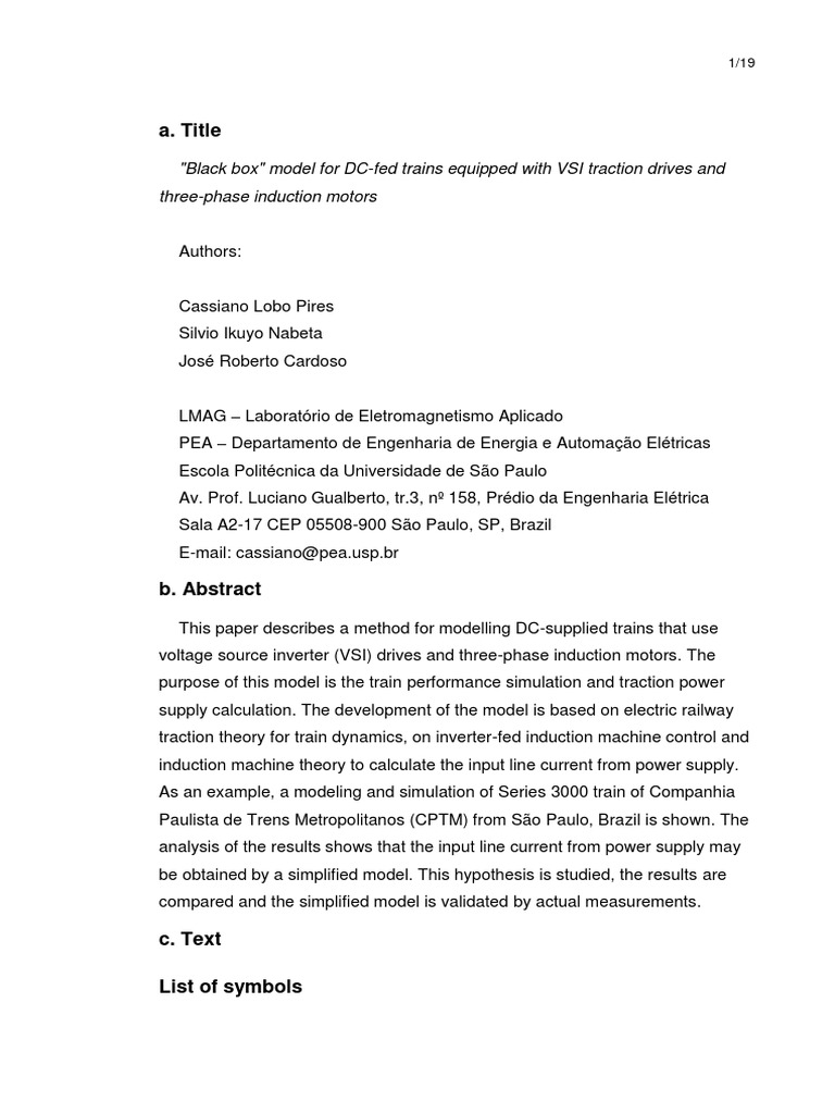 Black Box" Model For DC-fed Trains Equipped With VSI Traction Drives ...