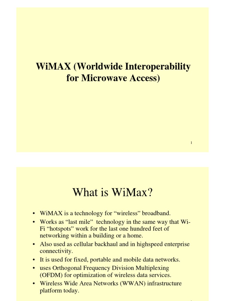 Wimax (Worldwide Interoperability For Microwave Access) | PDF | Wi Max ...