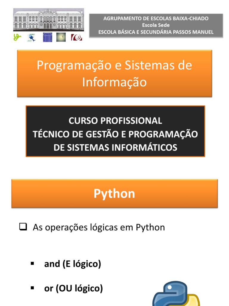 Operações Lógicas em Python | PDF | Lógica | Python (linguagem de ...