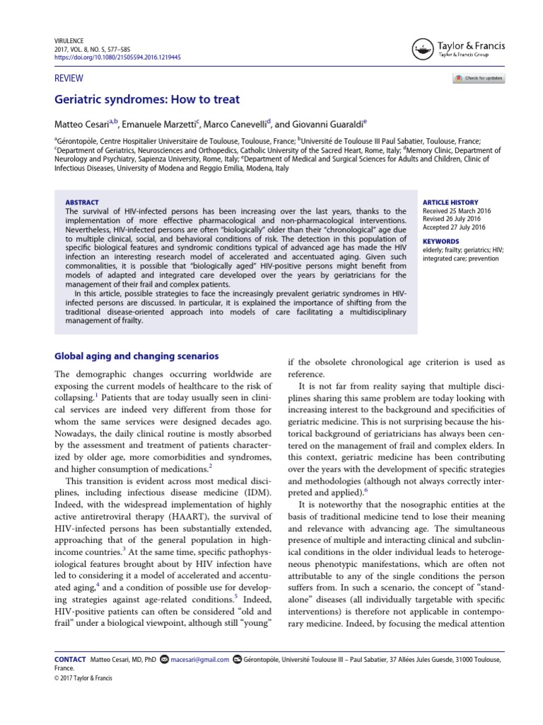 Geriatric Syndromes: How To Treat: Review | PDF | Geriatrics | Dementia