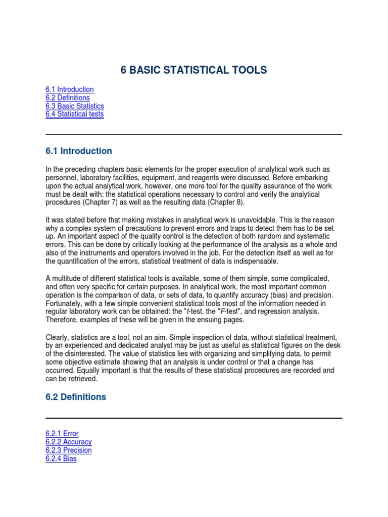 6 Basic Statistical Tools | PDF | Student's T Test | Coefficient Of ...