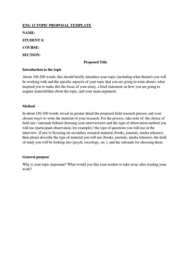 Topic Proposal Template Guide | PDF | Career & Growth | Language Arts ...