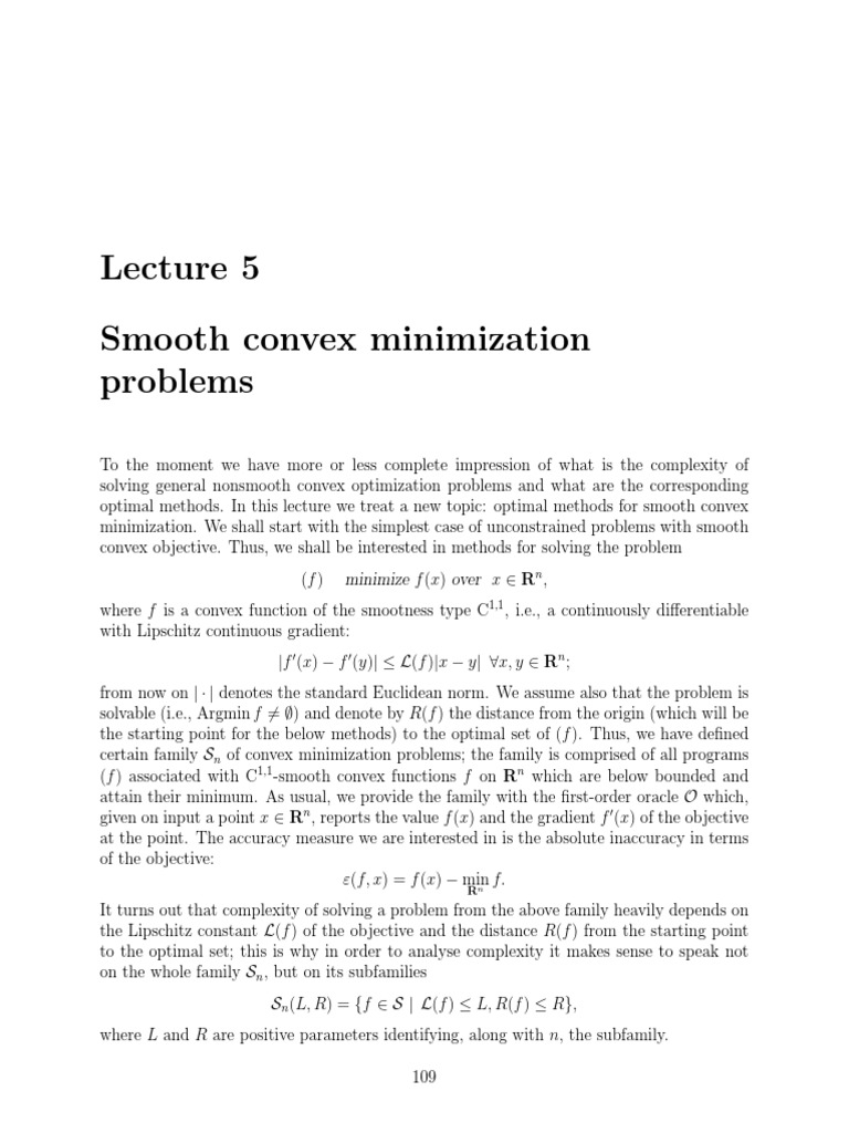 Smooth Convex Minimization Problems | PDF | Mathematical Optimization | Linear Algebra