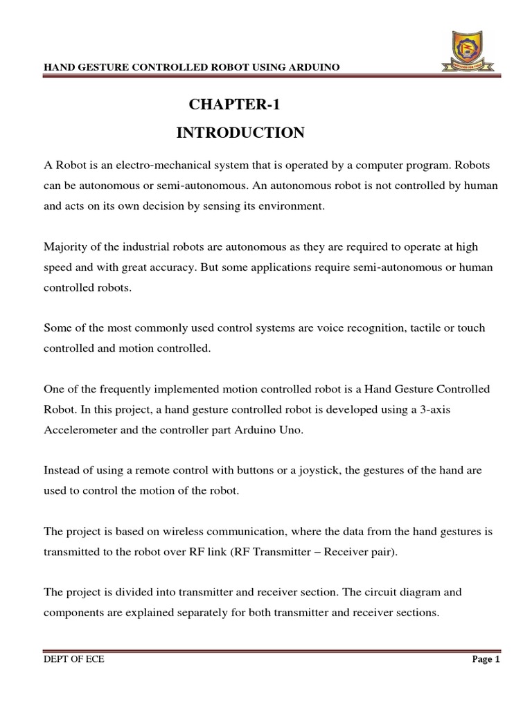 Hand Gesture Controlled Robot | PDF | Arduino | Computer Engineering