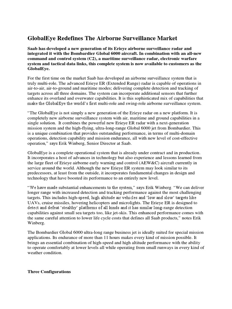 Global Eye | PDF | Signals Intelligence | Radar