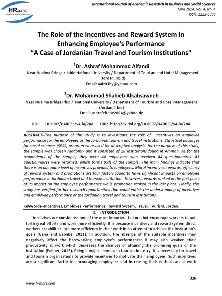 Alfandi and Alkahsawneh - 2014 - The Role of The Incentives and Reward System in Enhancing ...