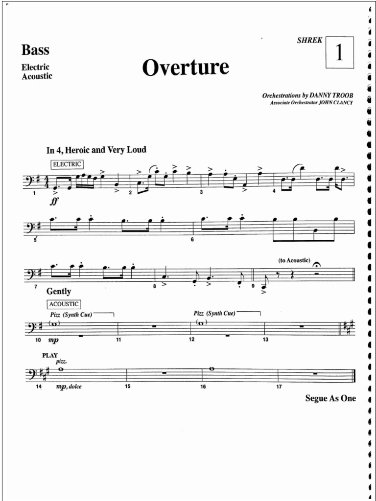 Shrek Musical Oberture Bass Part | PDF
