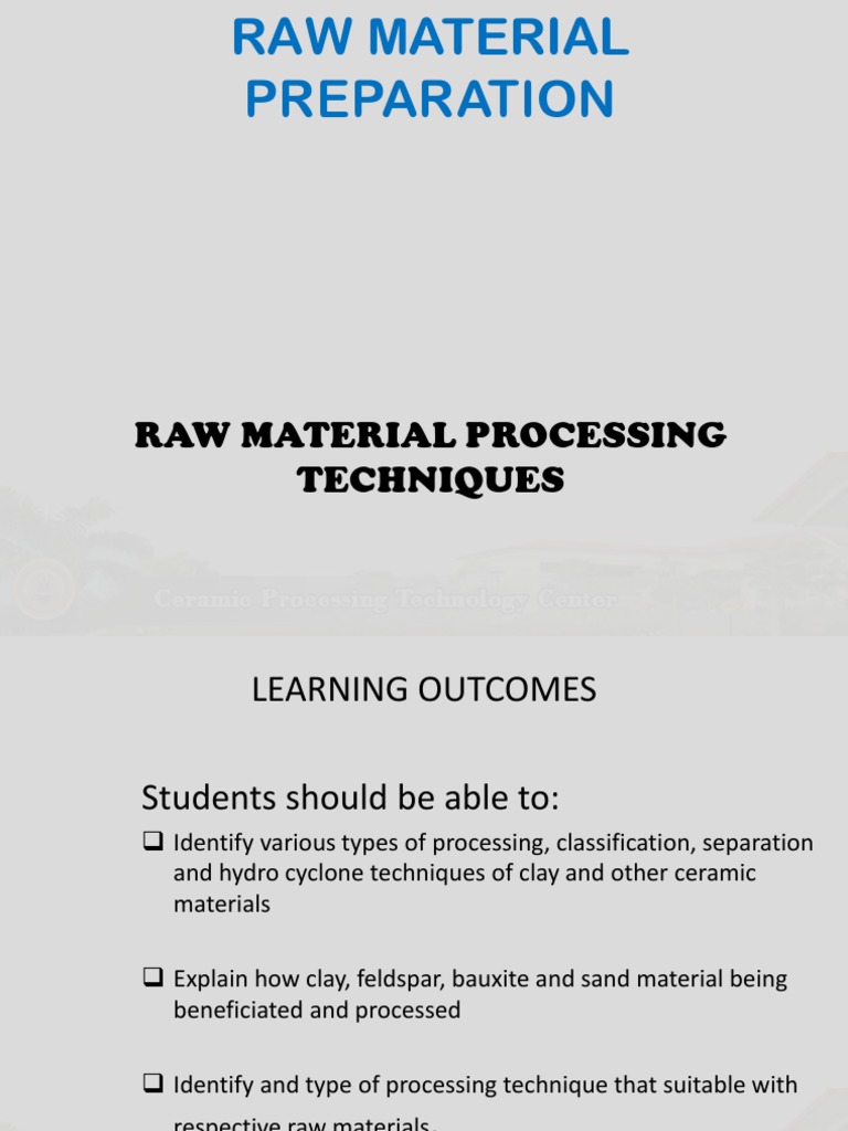 Ceramic Raw Material Processing | PDF | Mill (Grinding) | Ceramics