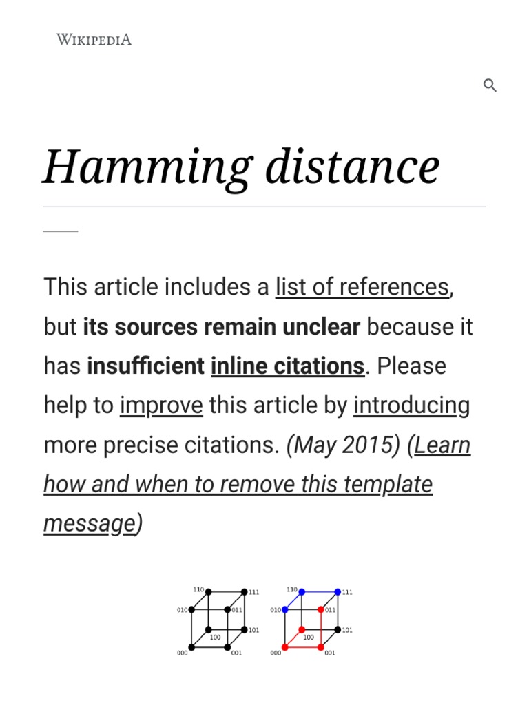 Hamming Distance - Wikipedia | PDF | Encodings | Notation