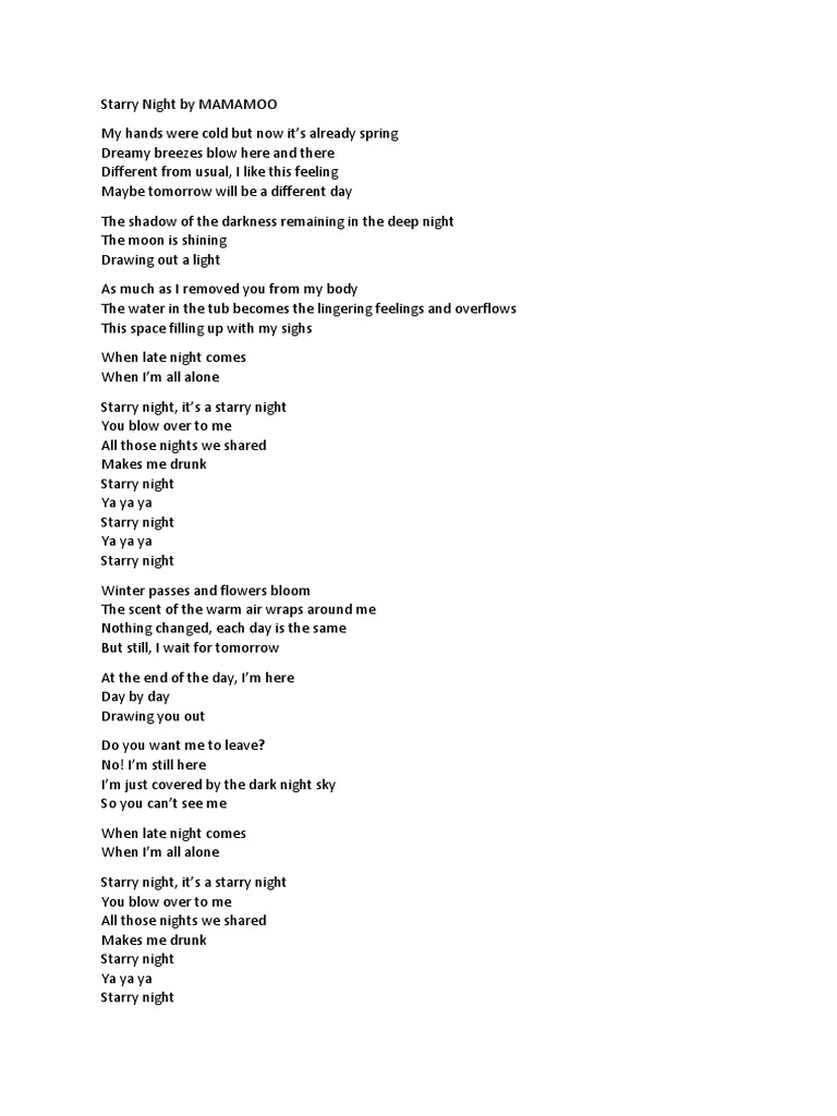 MAMAMOO's Starry Night Lyrics Analysis | PDF