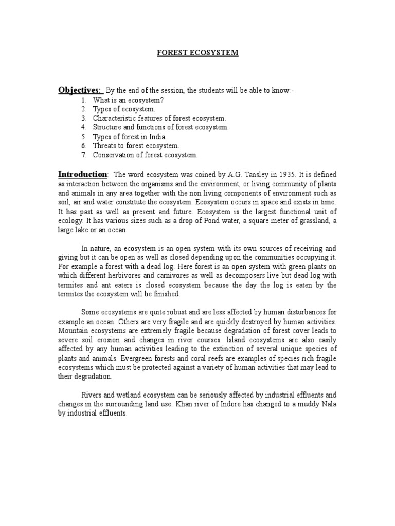 Forest Ecosystem | PDF | Ecosystem | Forests