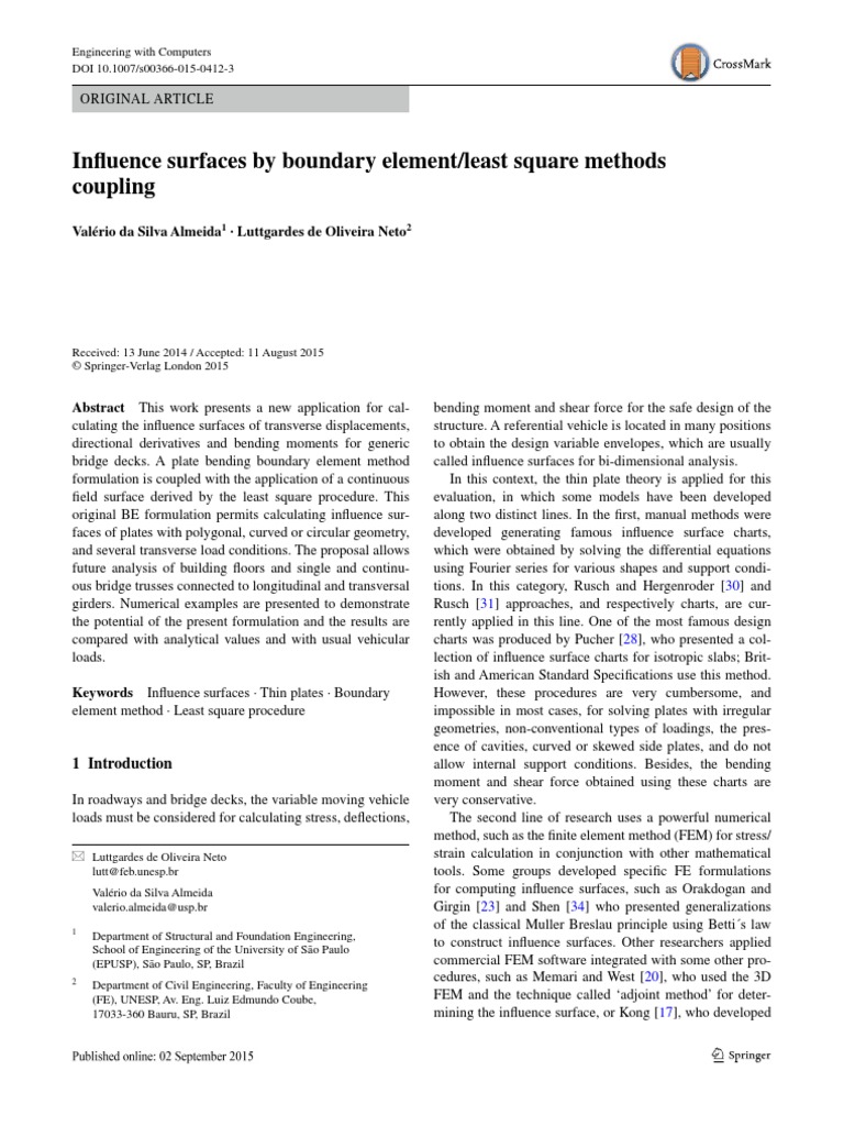 Influence Surface 2015 Pdf Boundary Element Method Integral