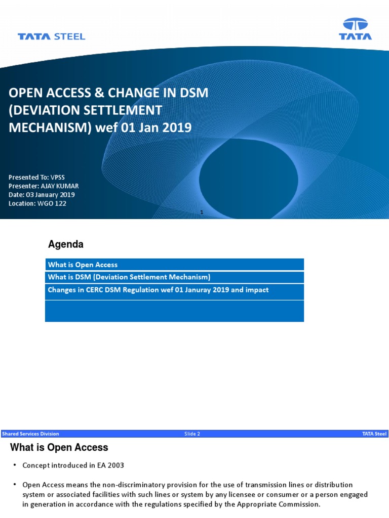 Open Access & Change in DSM (Deviation Settlement MECHANISM) Wef 01 Jan ...