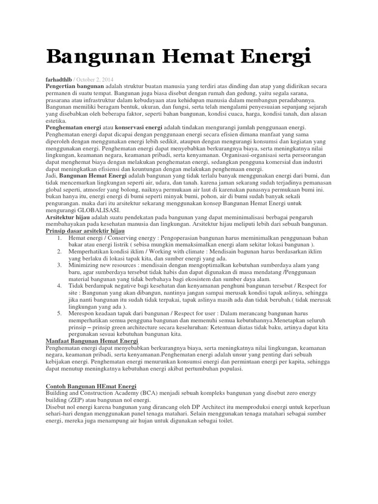 Bangunan Hemat Energi | PDF