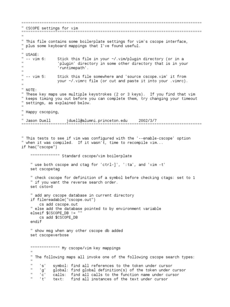 Cscope Maps - Vim | PDF | Control Key | Computer Architecture