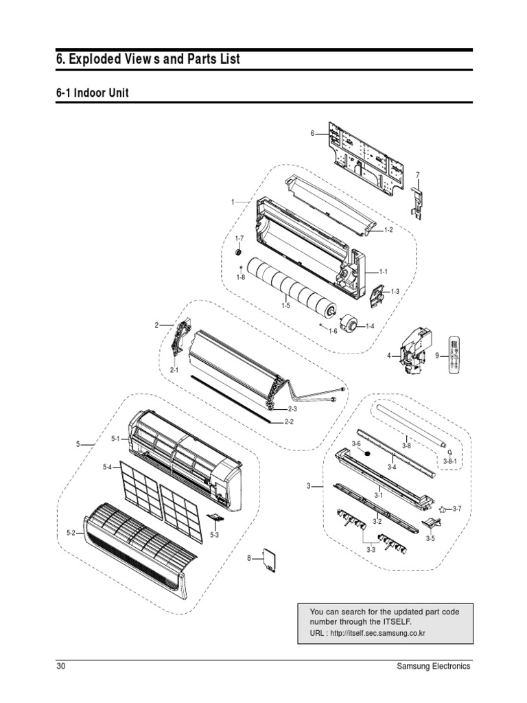 Exploded Views and Parts List: 6-1 Indoor Unit | PDF | Mechanical ...