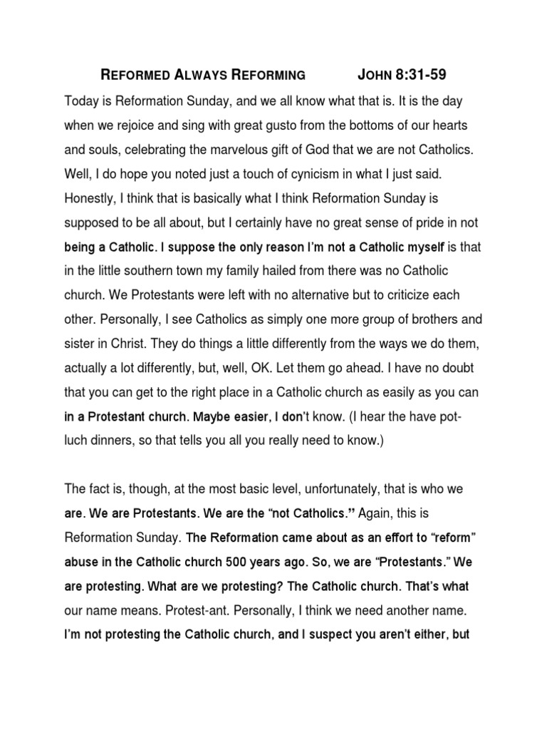 Reformed Always Reforming 10-27-19 | PDF | Calvinism | Presbyterianism