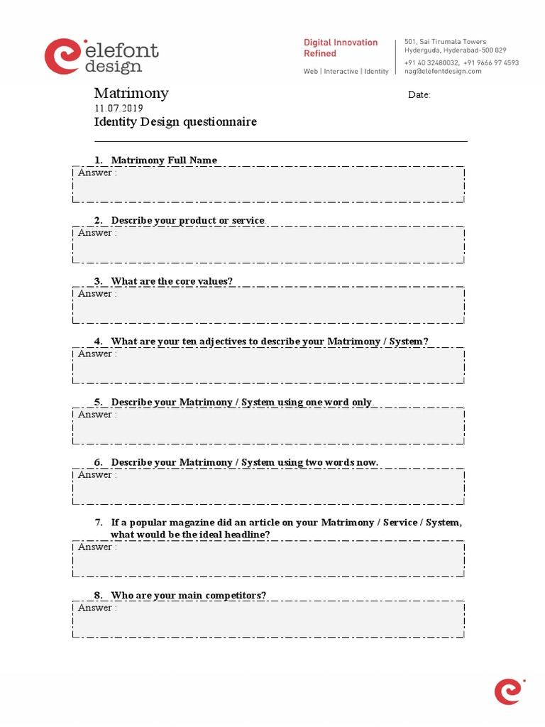 Identity Questionnaire | PDF