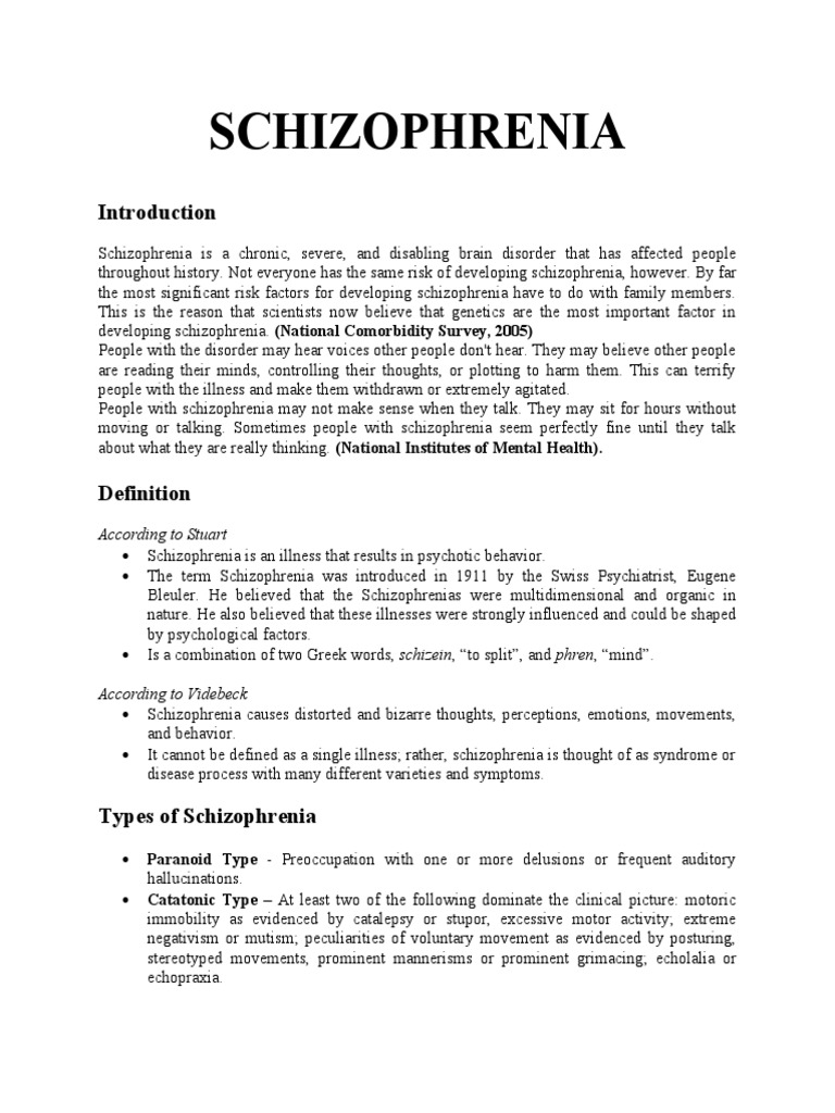Schizophrenia | PDF | Nervous System | Central Nervous System