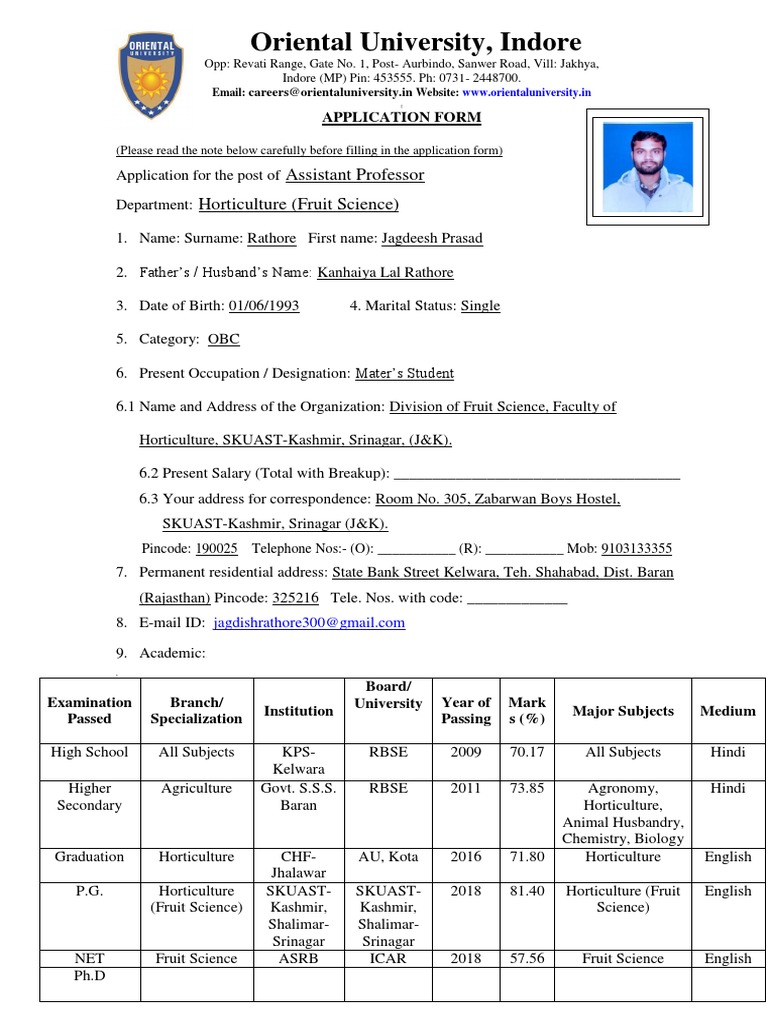 Job Application Format | PDF | Sustainable Agriculture | Agriculture