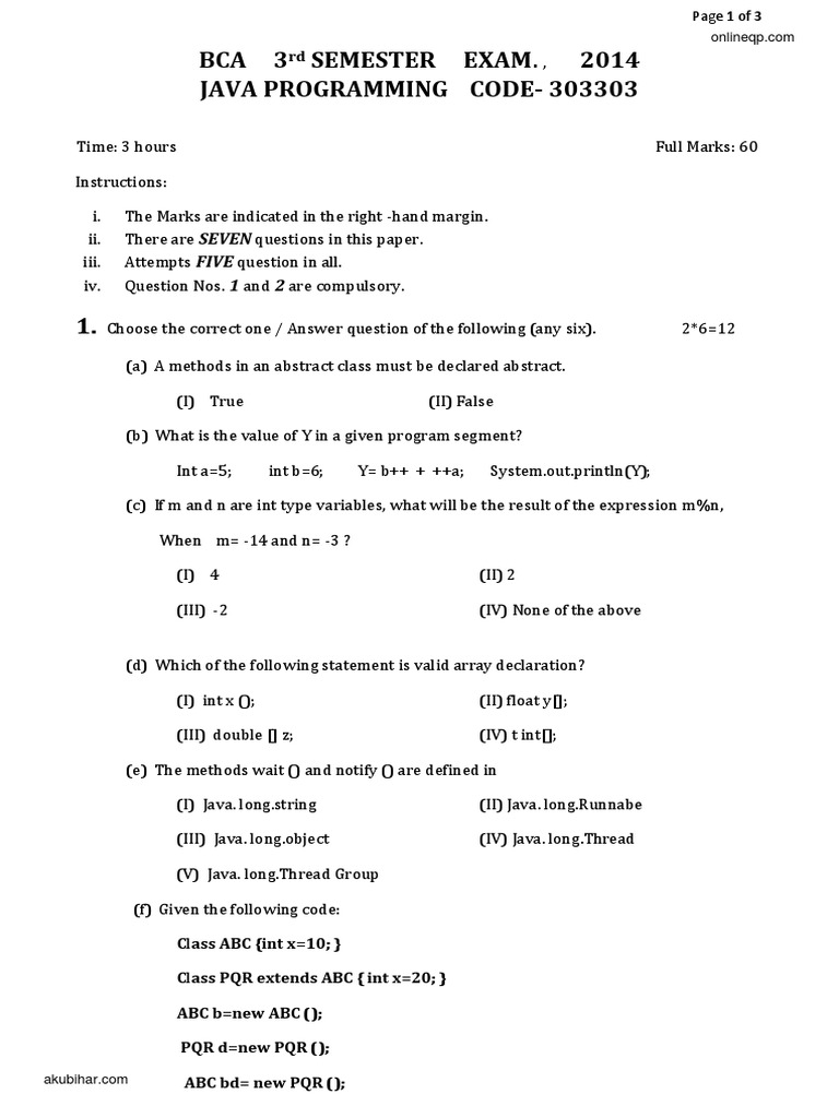 Aku Bca 3 Sem 303303 Java Programming 2014 | PDF | Inheritance (Object ...