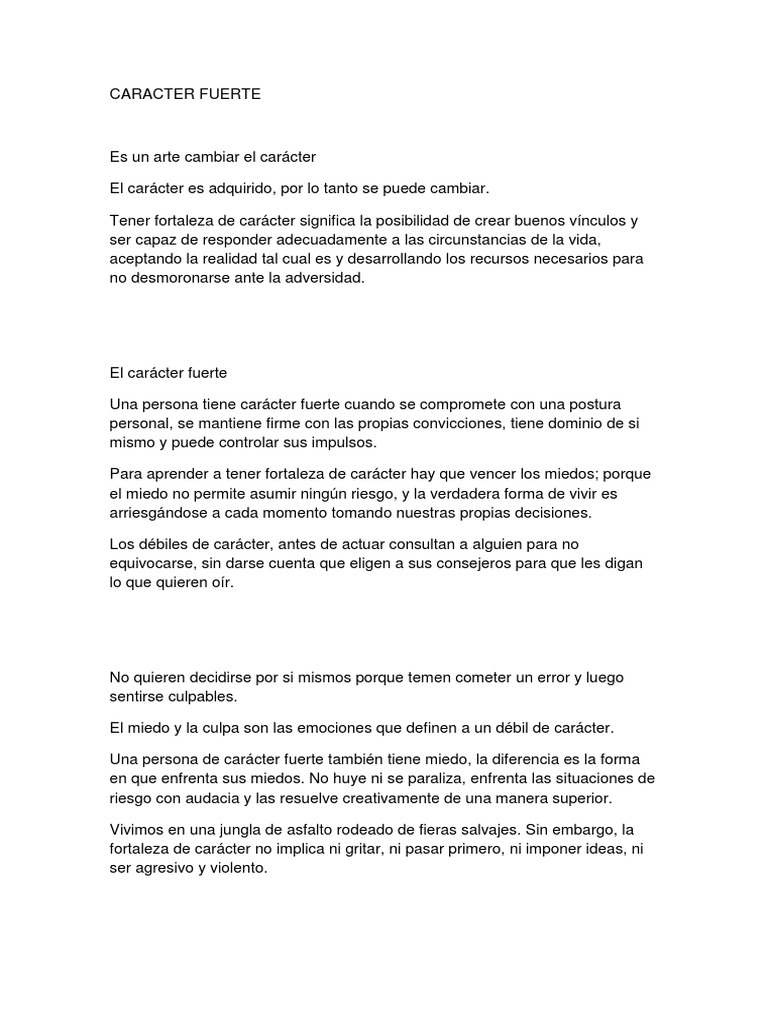 Caracter Fuerte | PDF | Las emociones | Felicidad